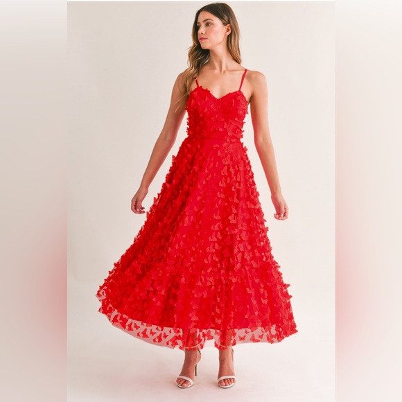 Dresses | 22 Zuri 3d Butterfly Dress In Red | Poshmark